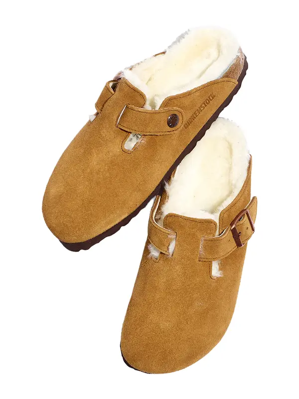 Madewell Birkenstock® Suede Boston Shearling Clogs - Suede,shearling