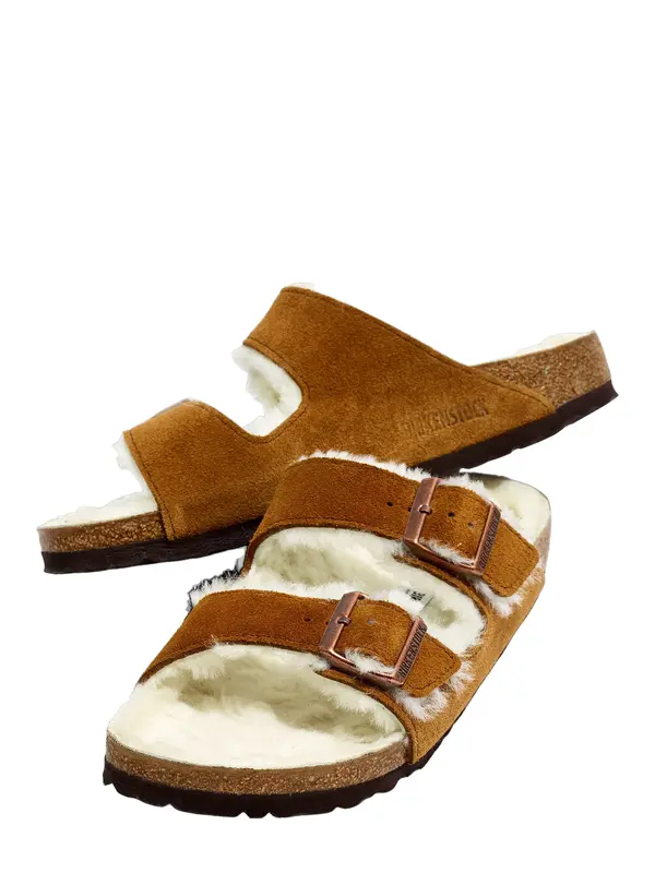 Madewell Birkenstock® Suede Arizona Sandals In Shearling - Mink Natural