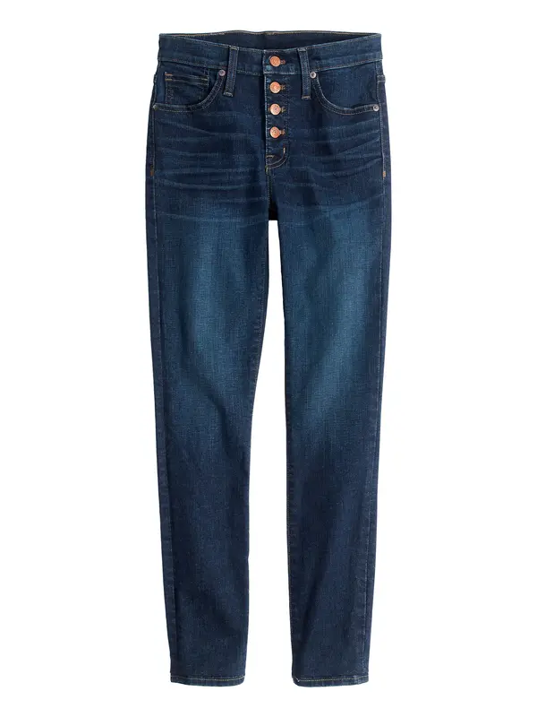 Madewell 9 Mid-rise Skinny Jeans With Button-front - Hayes Wash