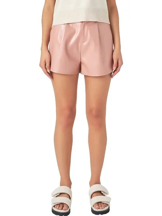 GREY LAB Faux Leather High-waist Shorts - Dusty Rose