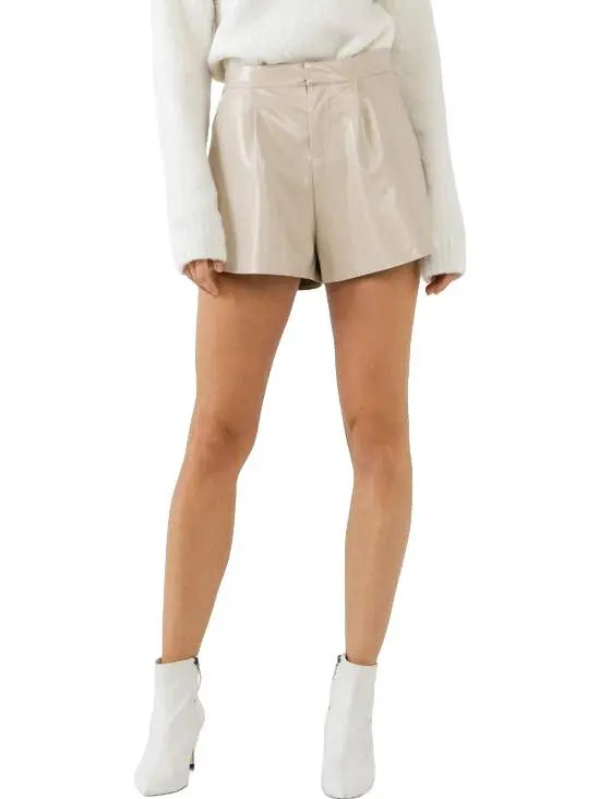 GREY LAB Faux Leather High-waist Shorts - Taupe