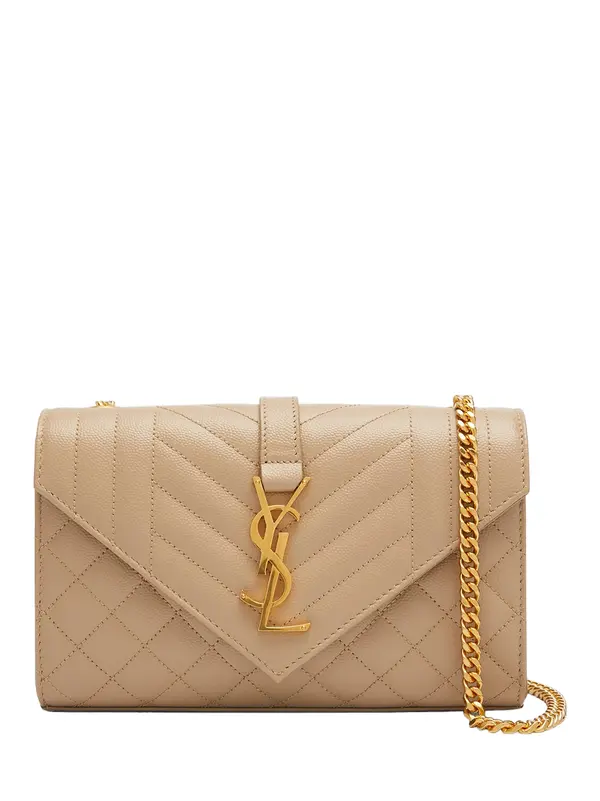 Saint Laurent Envelope Triquilt Shoulder Bag - 2826 Grey Brown