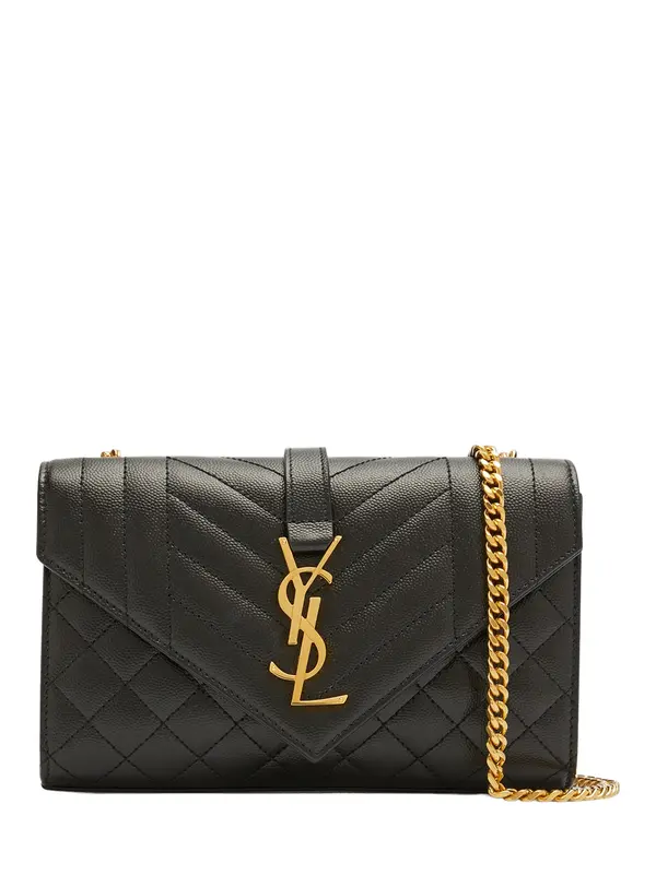 Saint Laurent Envelope Triquilt Shoulder Bag - Black