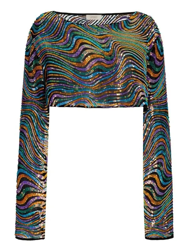 Lapointe Swirl Sequin Cropped Top - Multi