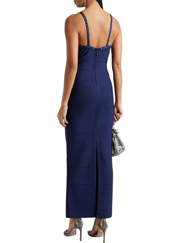 Herve Leger Crystal-trimmed Bandage Maxi Dress - Navy