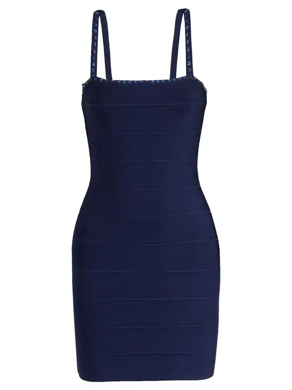 Herve Leger Crystal-trimmed Bandage Mini Dress - Navy