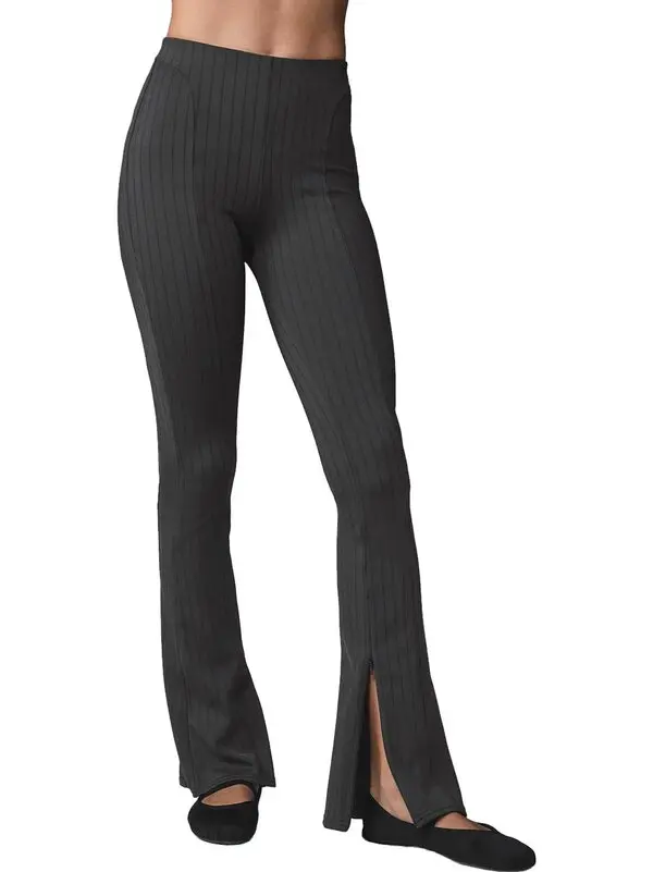 Alo Yoga High-waist Pinstripe Zip It Flare Legging - Anthracite/black
