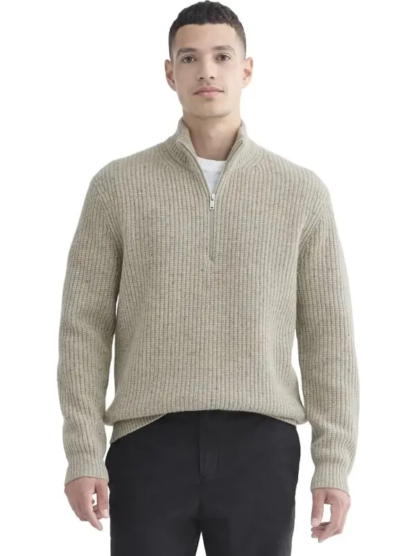 Everlane Felted Merino Half-zip Pullover - Heather Gravel Donegal