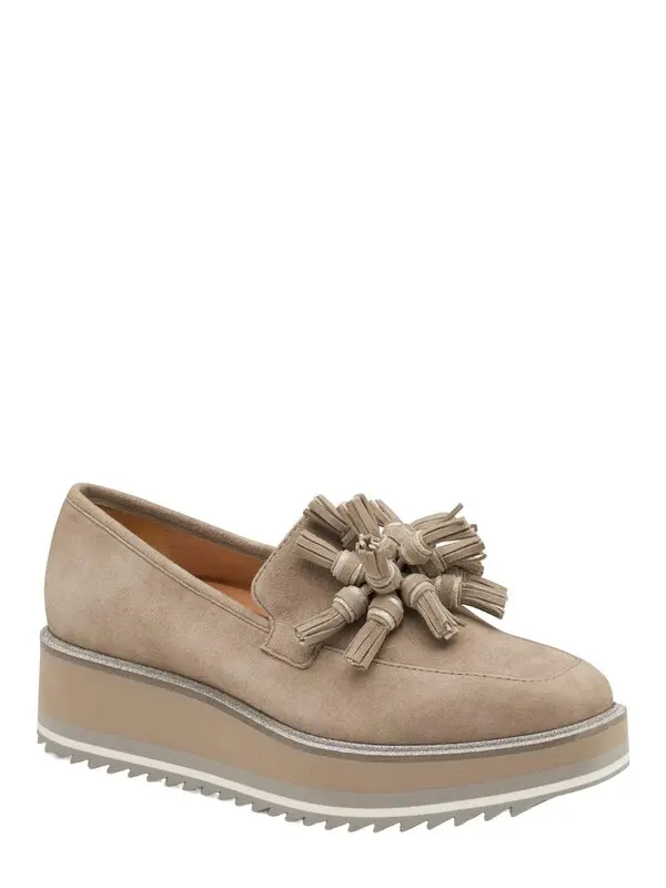 Johnston & Murphy Gracelyn Tassel Loafer - Taupe Suede