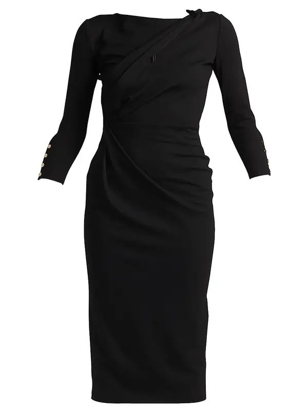 Giorgio Armani Asymmetric Keyhole Midi Dress - Black
