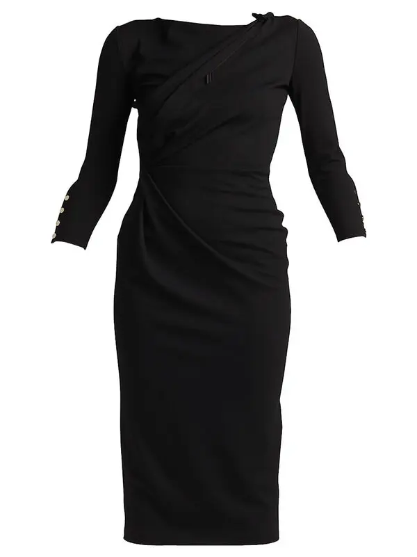 Giorgio Armani Asymmetric Keyhole Midi Dress - Black