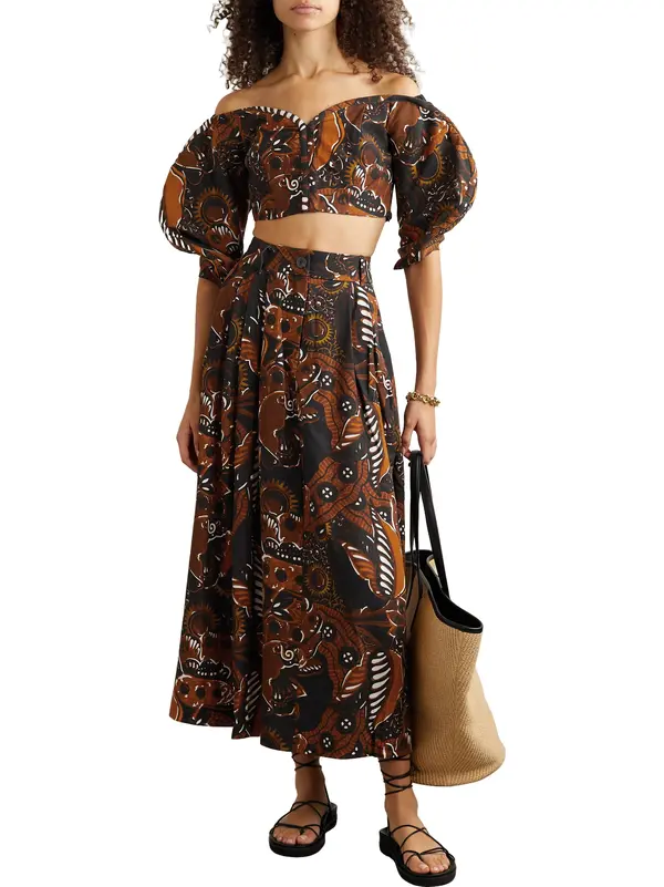Mara Hoffman Net Sustain Juana Printed Tencel Lyocell Top - Brown