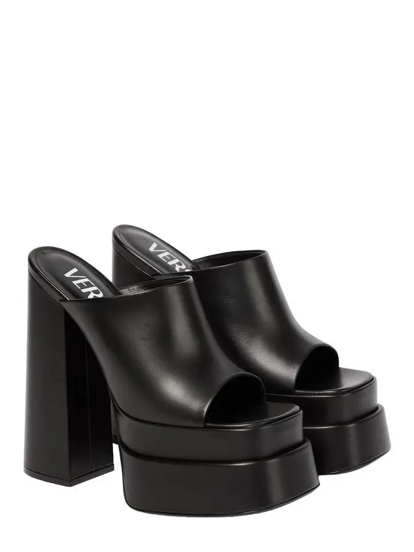 Versace Leather Platform Sandals - Black