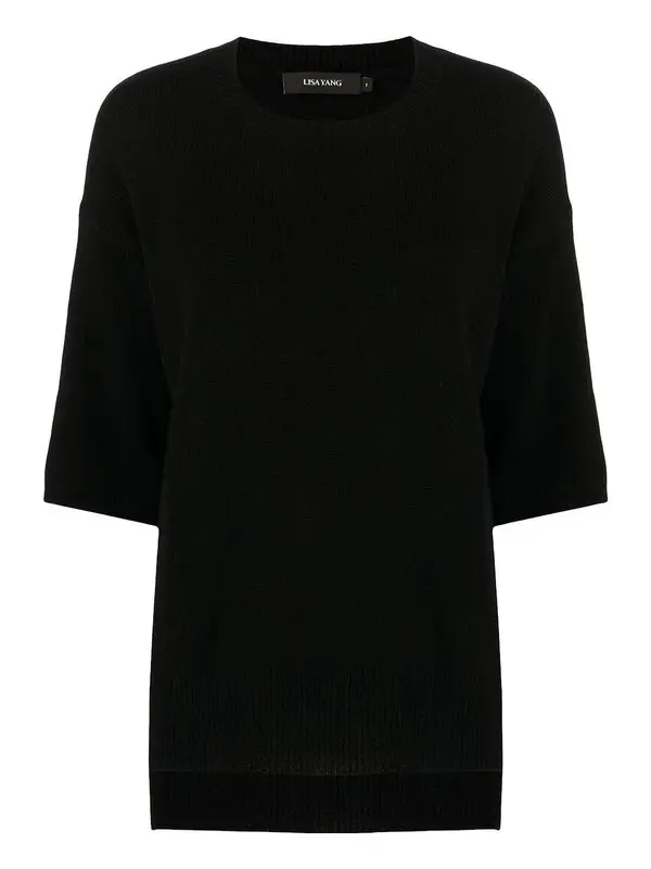LISA YANG Short-sleeve Cashmere Top - Black