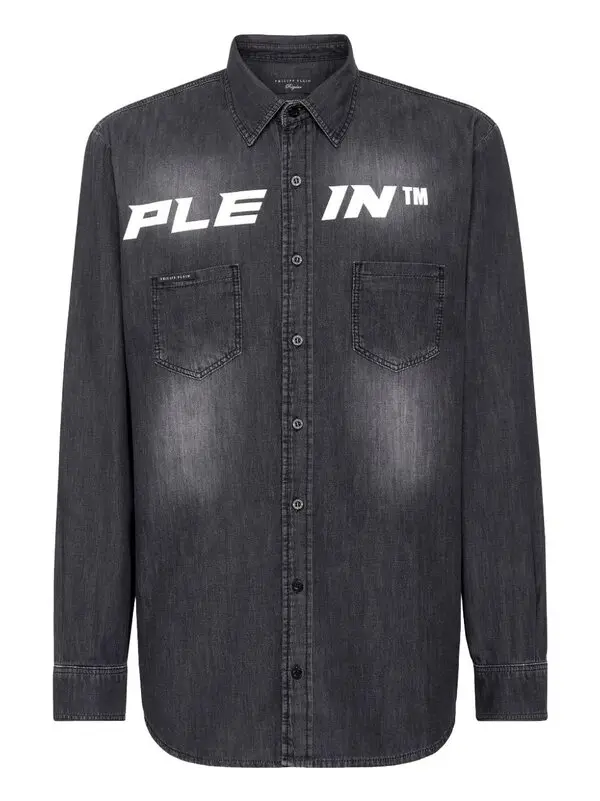 Philipp Plein Plein™ Logo Denim Shirt - Grey