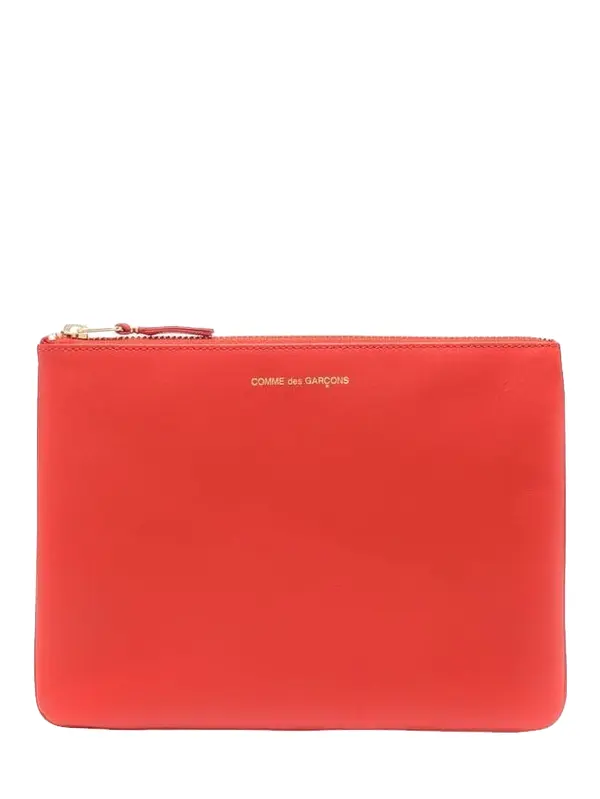 Comme Des Garçons Logo-print Leather Pouch - Orange