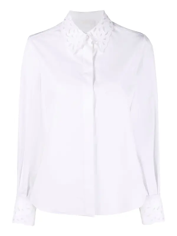 Chloé Pointelle Collar Button-up Shirt - White