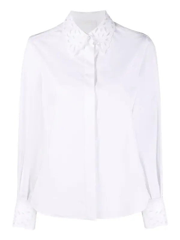 Chloé Pointelle Collar Button-up Shirt - White