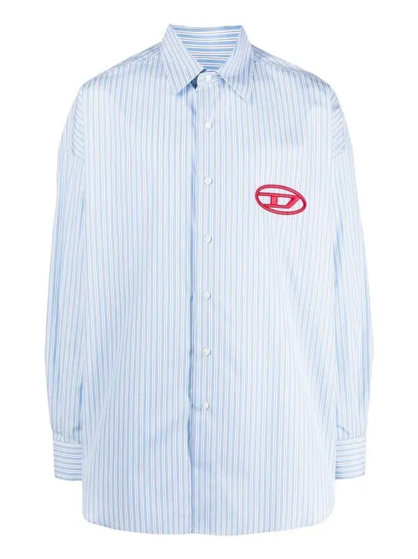 DIESEL® Logo-embroidered Striped Shirt - Blue