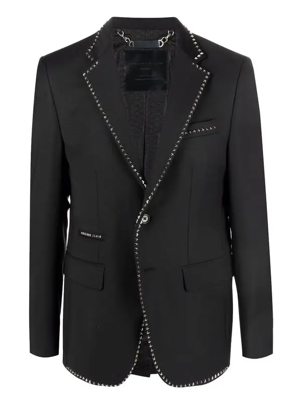 Philipp Plein Studded-trim Single-breasted Blazer - Black