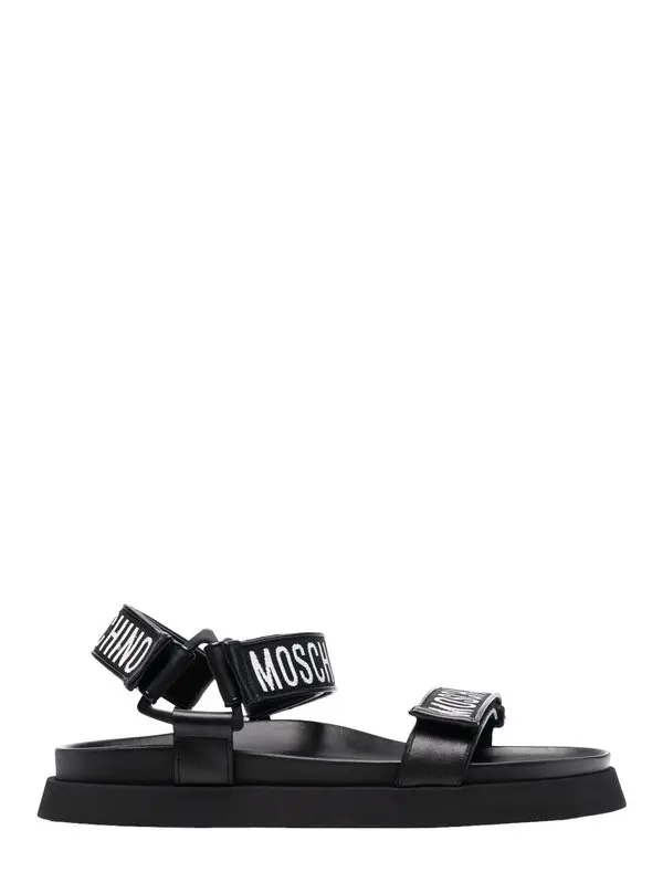 Moschino Strap Leather Sandals - Black