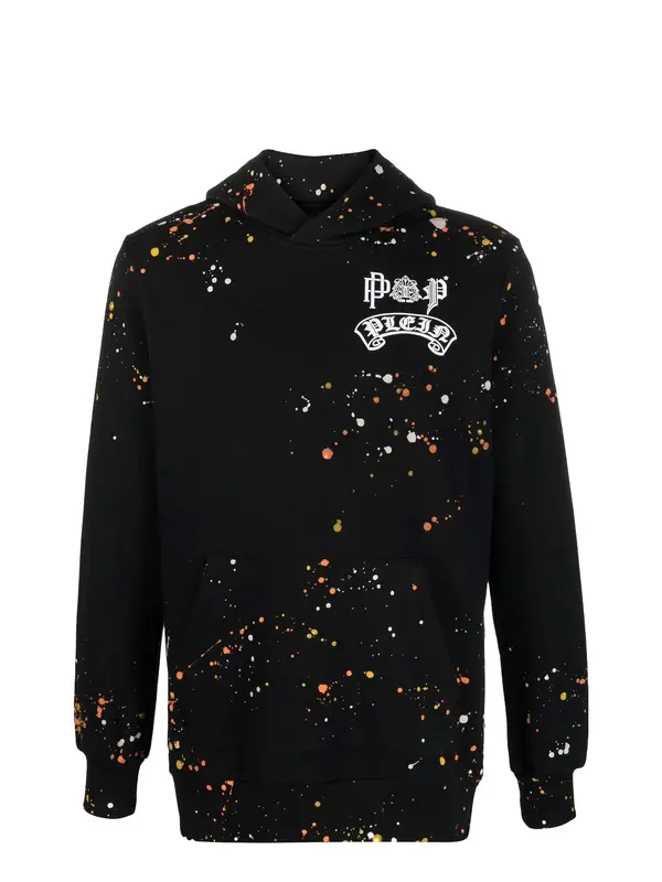 Philipp Plein Paint Splatter-print Pullover Hoodie - Black