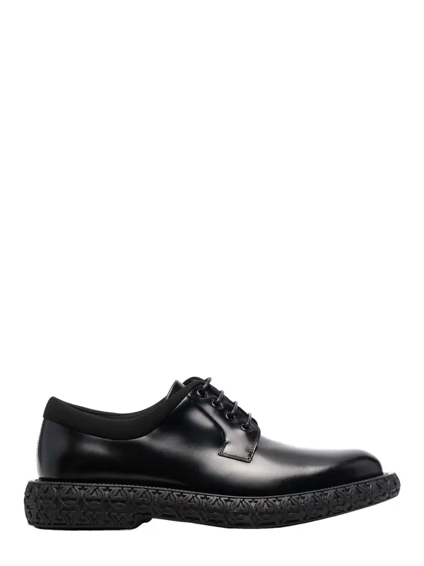 FERRAGAMO Mark Leather Derby Shoes - Black