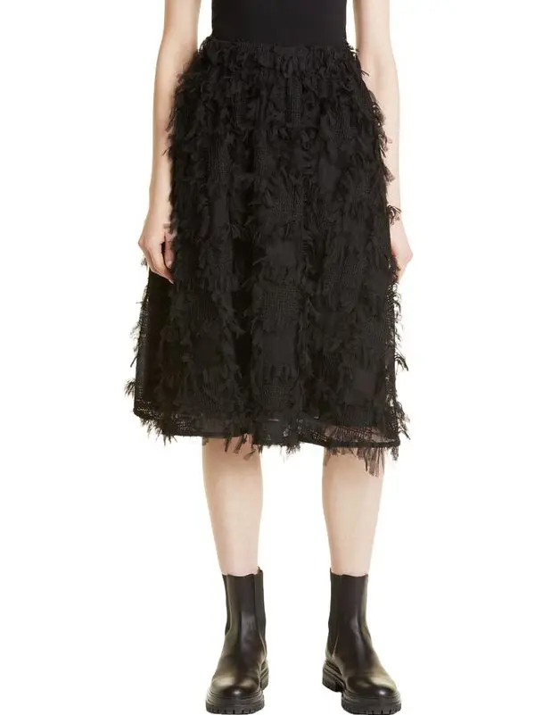 Baum Und Pferdgarten Mesh Fringe Midi Skirt - Black