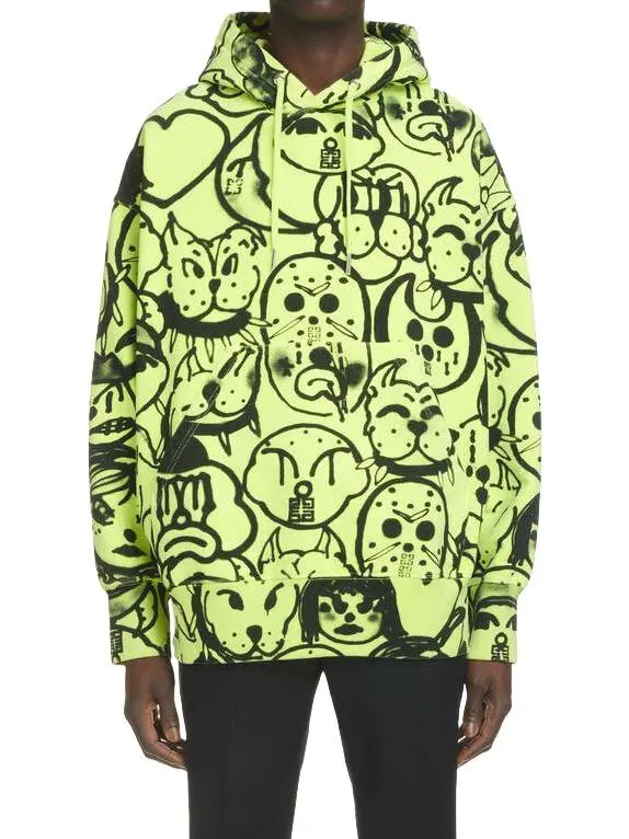 Givenchy X Chito Graffiti Graphic Cotton Hoodie - 734 - Fluo Yellow