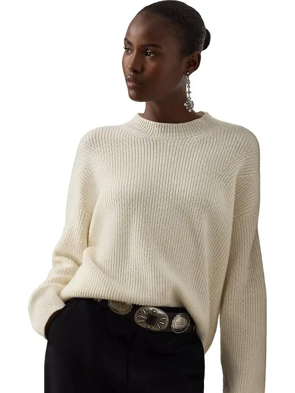Ralph Lauren Embellished Cashmere Crewneck Sweater - Cream