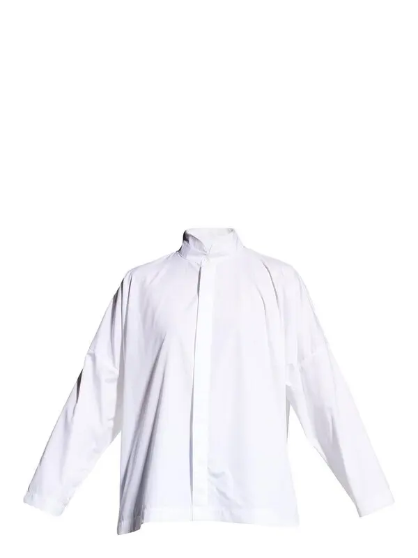 Eskandar Double Stand Collar Shirt - White