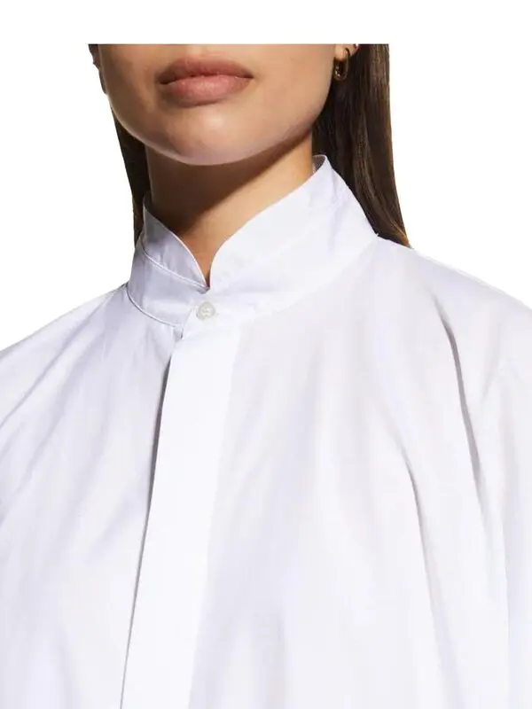 Eskandar Double Stand Collar Shirt - White