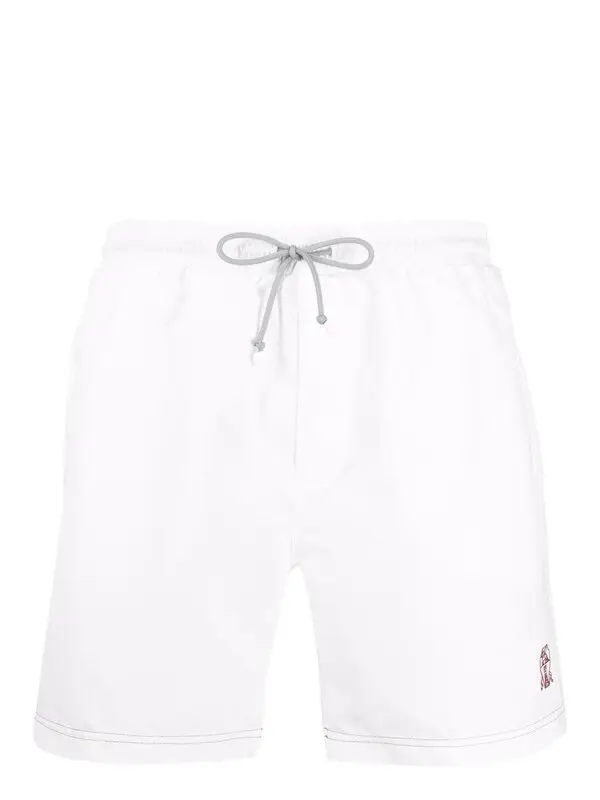 Brunello Cucinelli Logo-embroidered Swim Shorts - White