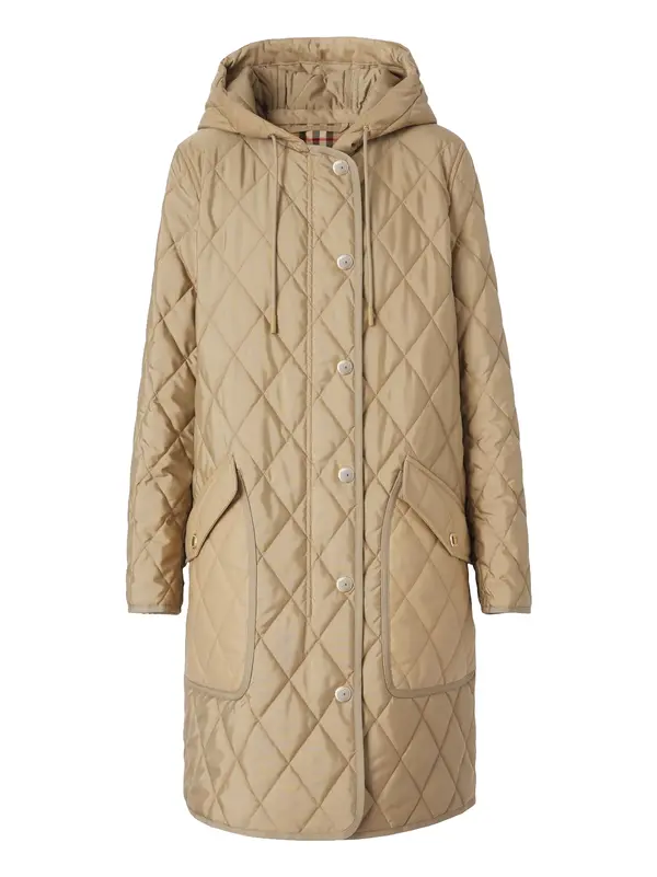 Burberry Diamond-quilted Hooded Coat - Neutrals