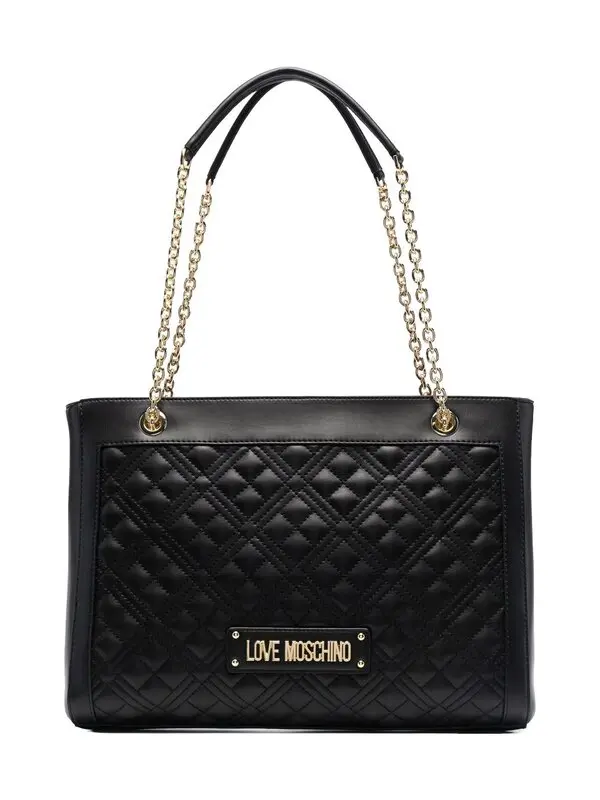 Moschino Logo-lettering Quilted Tote Bag - Black