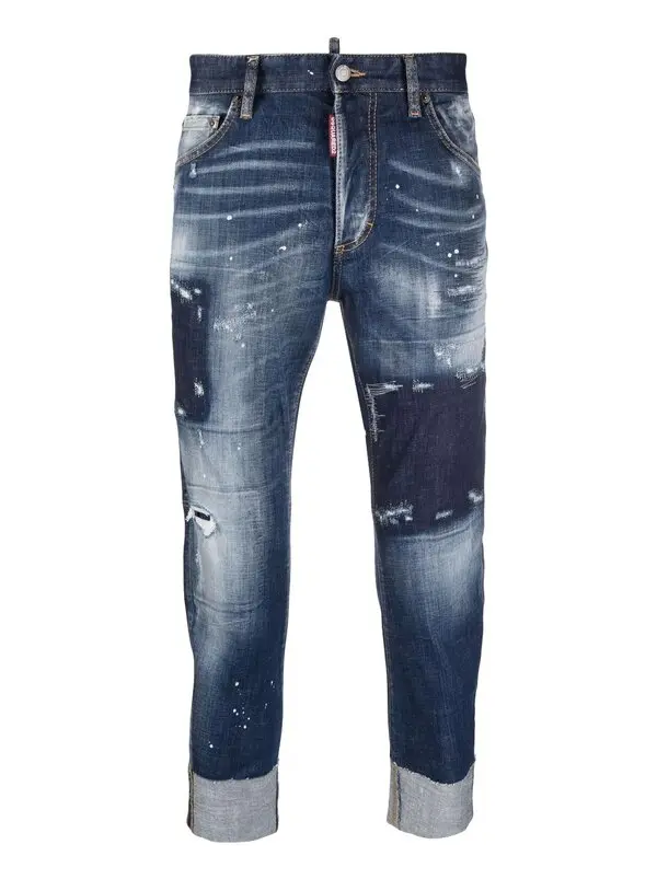 Dsquared2 Patchwork Straight-leg Jeans - Blue