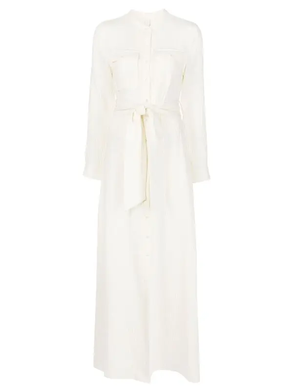 Simkhai Ester Tie-waist Maxi Shirt Dress - White