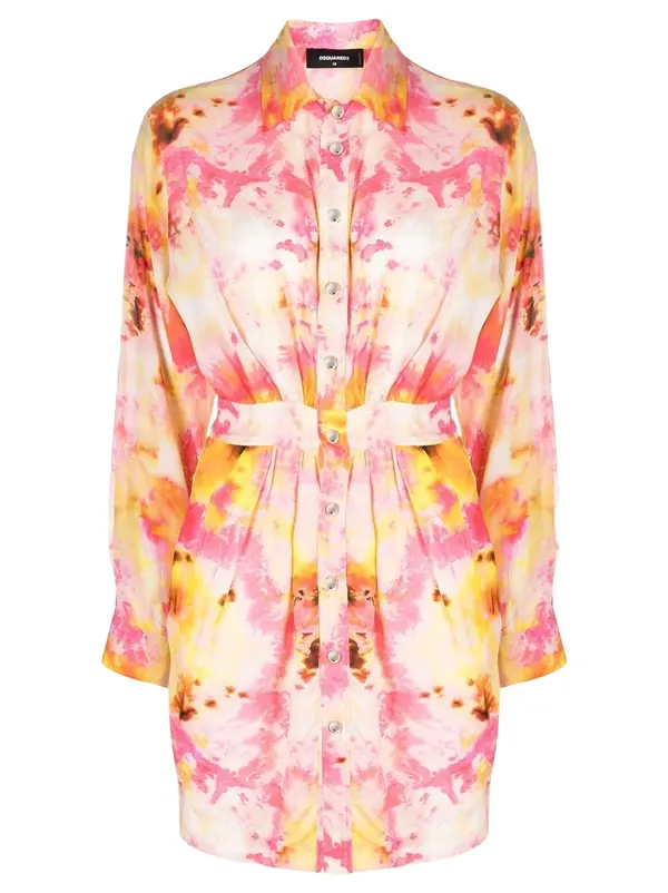 Dsquared2 Tie-dye Print Shirt Dress - Pink