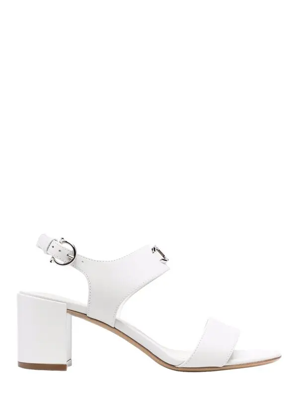 FERRAGAMO 55mm Gancini Logo-plaque Sandals - White