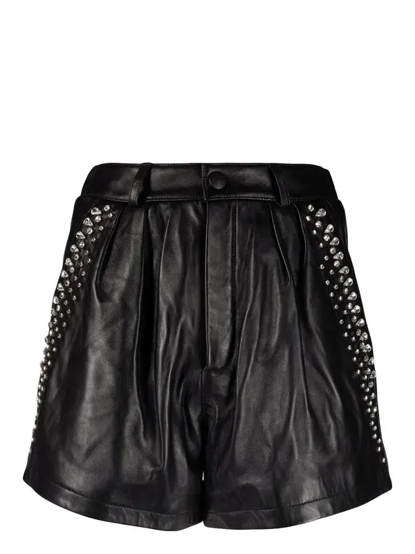 Philipp Plein Crystal-embellished Leather Shorts - Black
