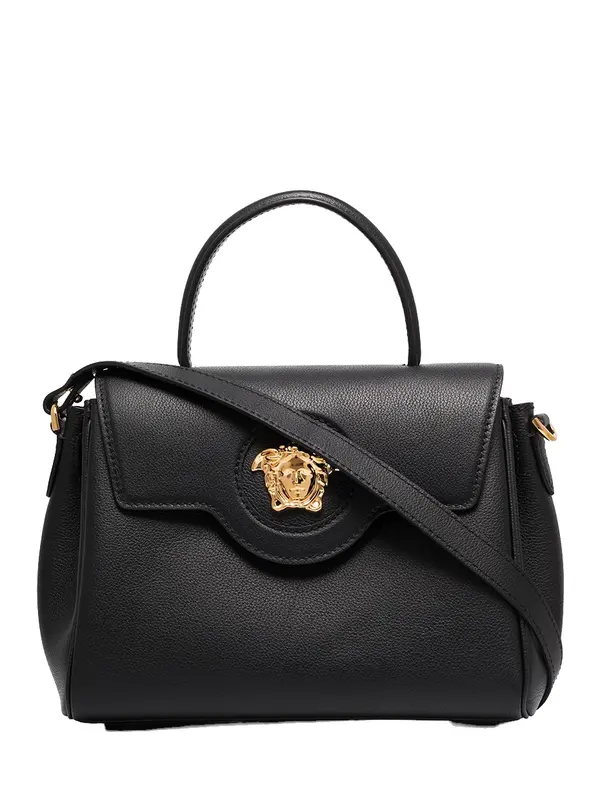 Versace La Medusa Leather Handbag - Black