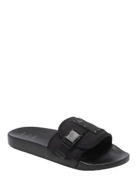 Alexander McQueen Logo Patch Slide Sandal - Black