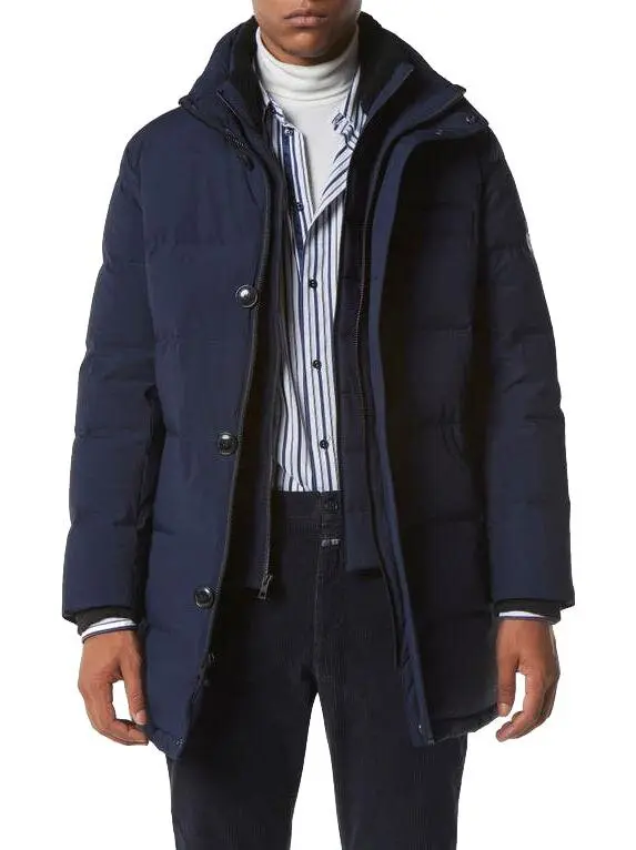 Andrew Marc Water Resistant Down Coat With Shearling Collar - Ink