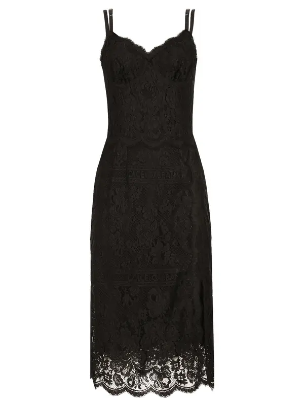 Dolce & Gabbana Lace-trim Ruched Dress - Black