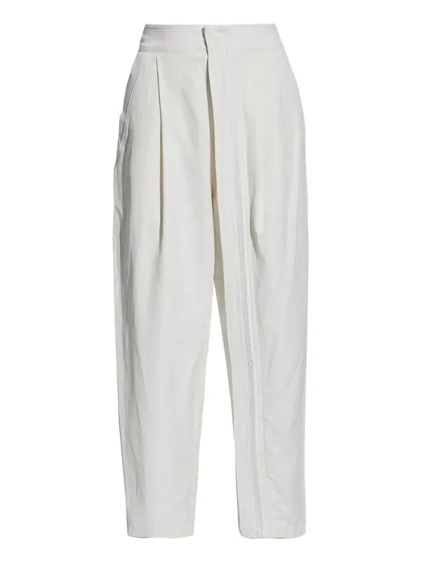 Stella McCartney Pleated Slub Twill Tapered Pants - Ecru