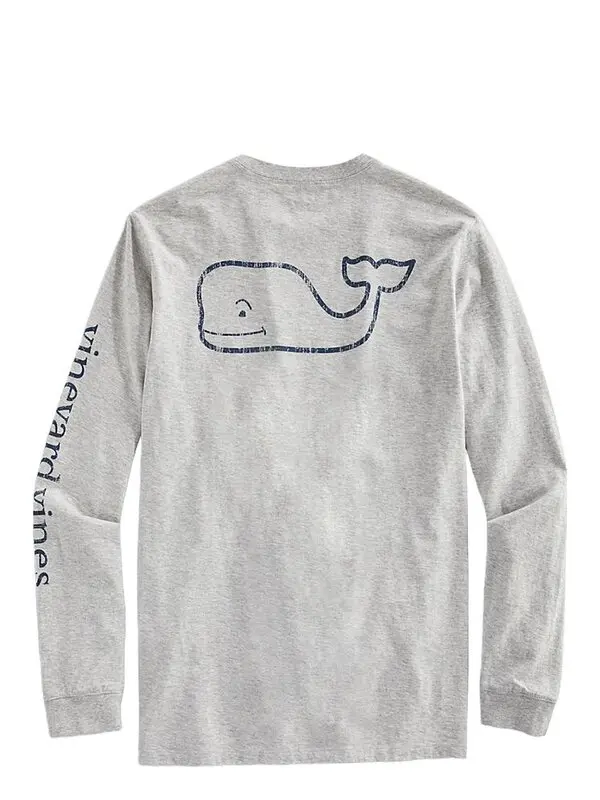 Vineyard Vines Long Sleeve Garment Dyed Vintage Whale Tee - Gray Heather