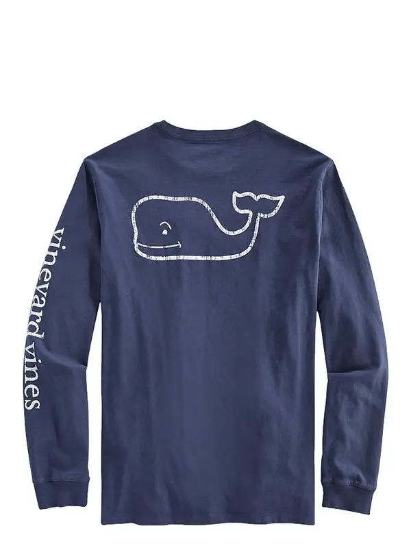 Vineyard Vines Long Sleeve Garment Dyed Vintage Whale Tee - Navy