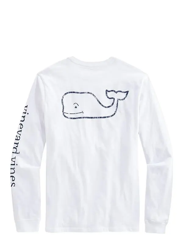 Vineyard Vines Long Sleeve Garment Dyed Vintage Whale Tee - White