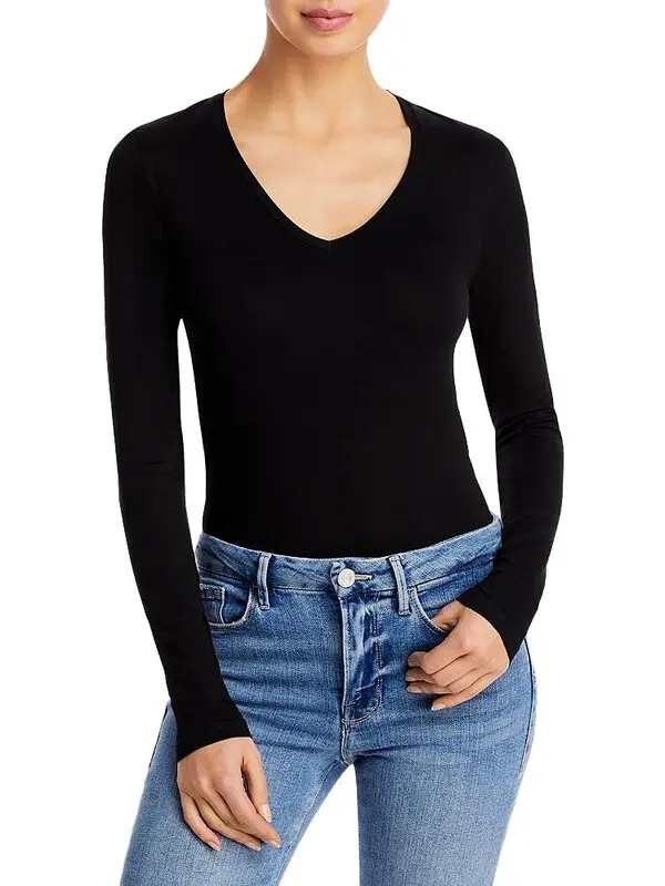 Majestic Filatures V-neck Long Sleeve Tee - Noir