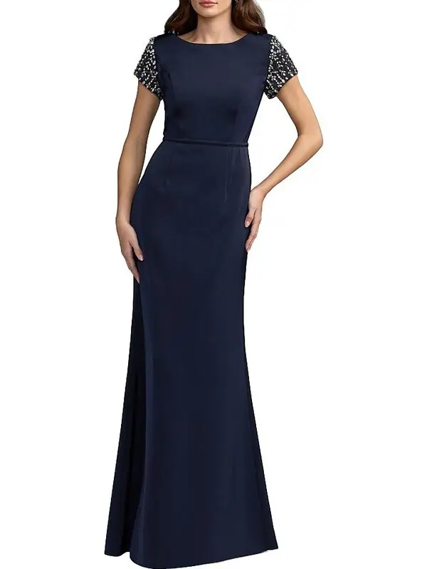 Mac Duggal Embellished Sleeve Gown - Midnight
